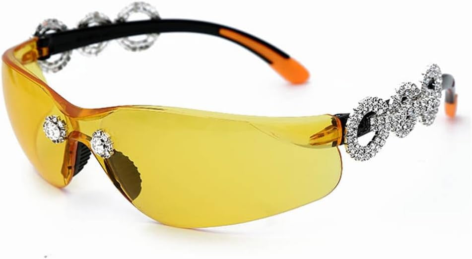 Diamond Rimless Sunglasses Women Men Rhinestone Sunglasses Shield ...