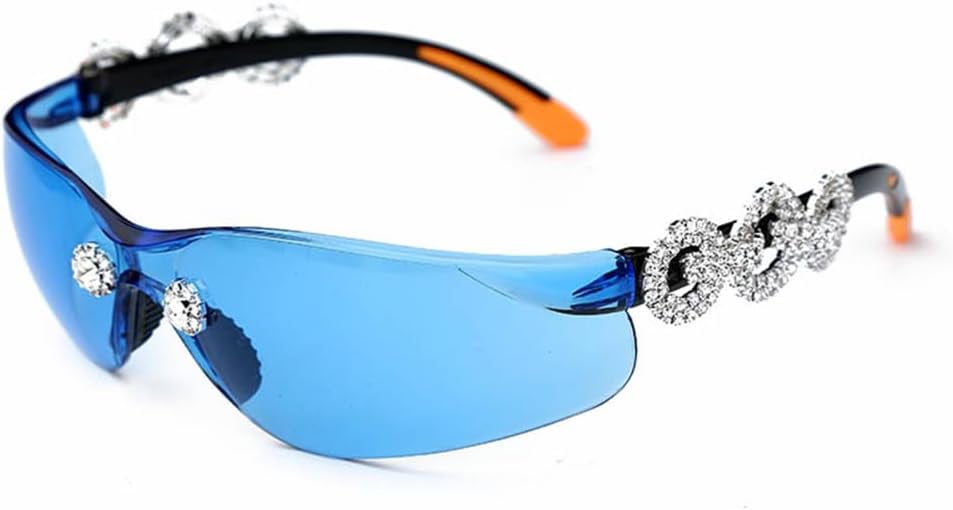 Diamond Rimless Sunglasses Women Men Rhinestone Sunglasses Shield ...