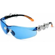 Rimless Wrap Around Shield Star Shimmer Sparkle Jewel Diva Sunglasses ...