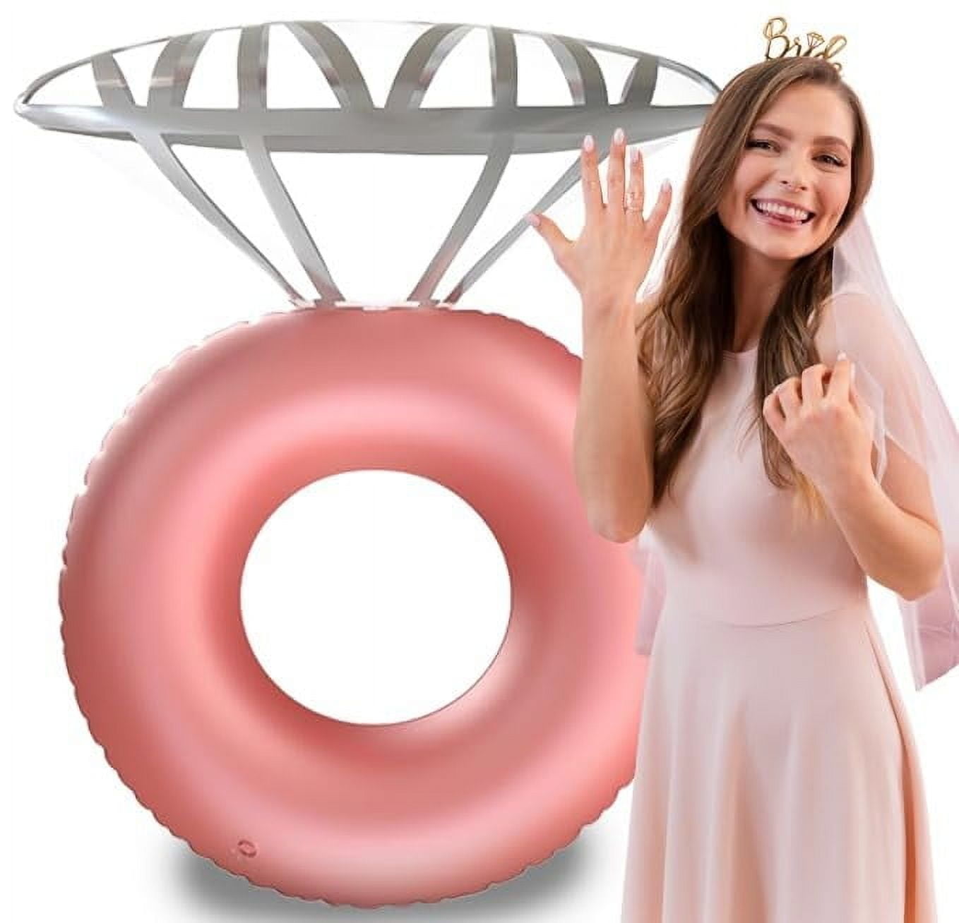 GRIP A POOL Inflatable Ring Pool Float Bachelorette, Rose Gold, 36 ...