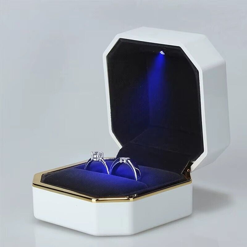 Diamond Ring Box with Led Light Jewelry Box Wedding Proposal Engagement ...