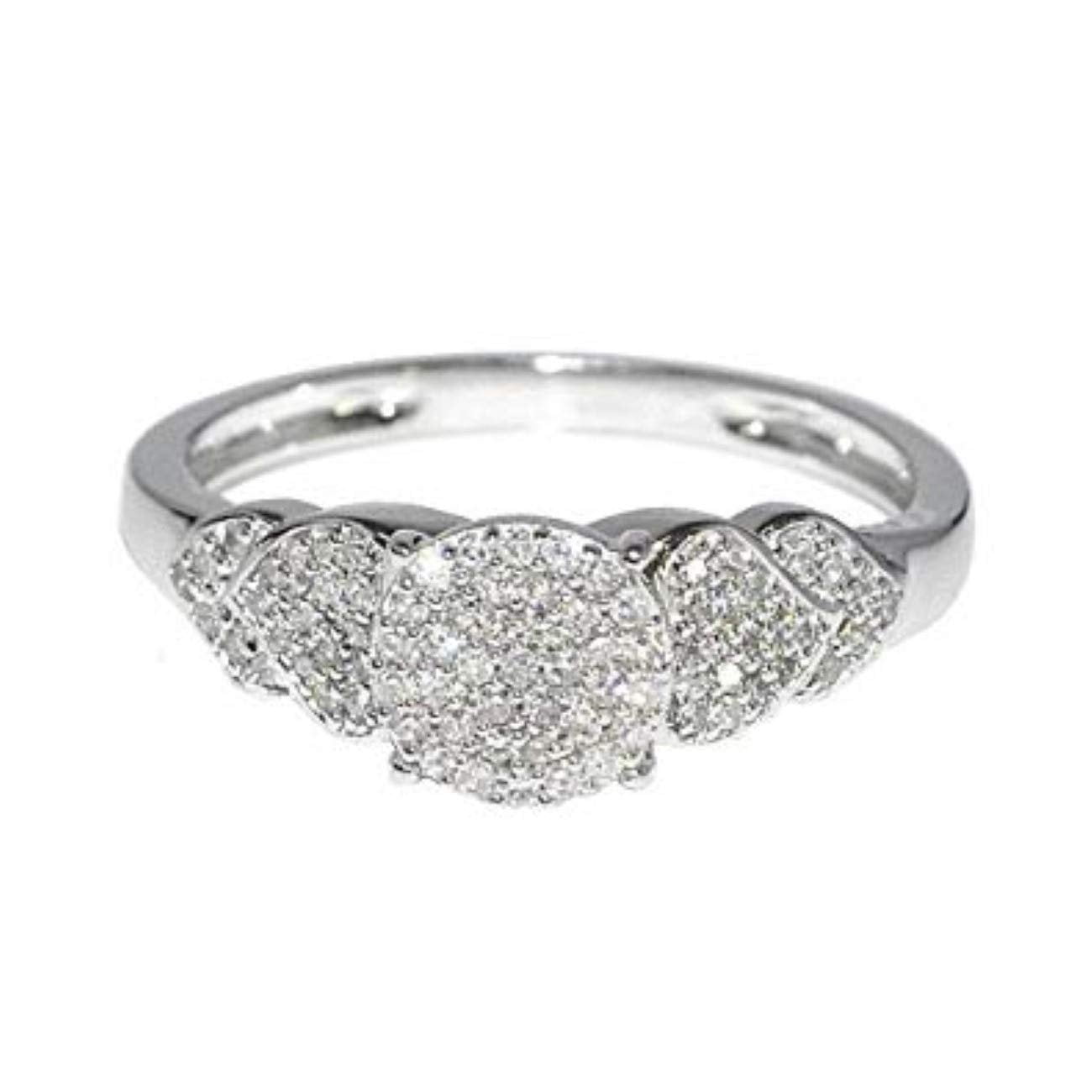 Diamond Ring White Gold Womens Engagement Ring 1/4ctw 10K White Gold ...