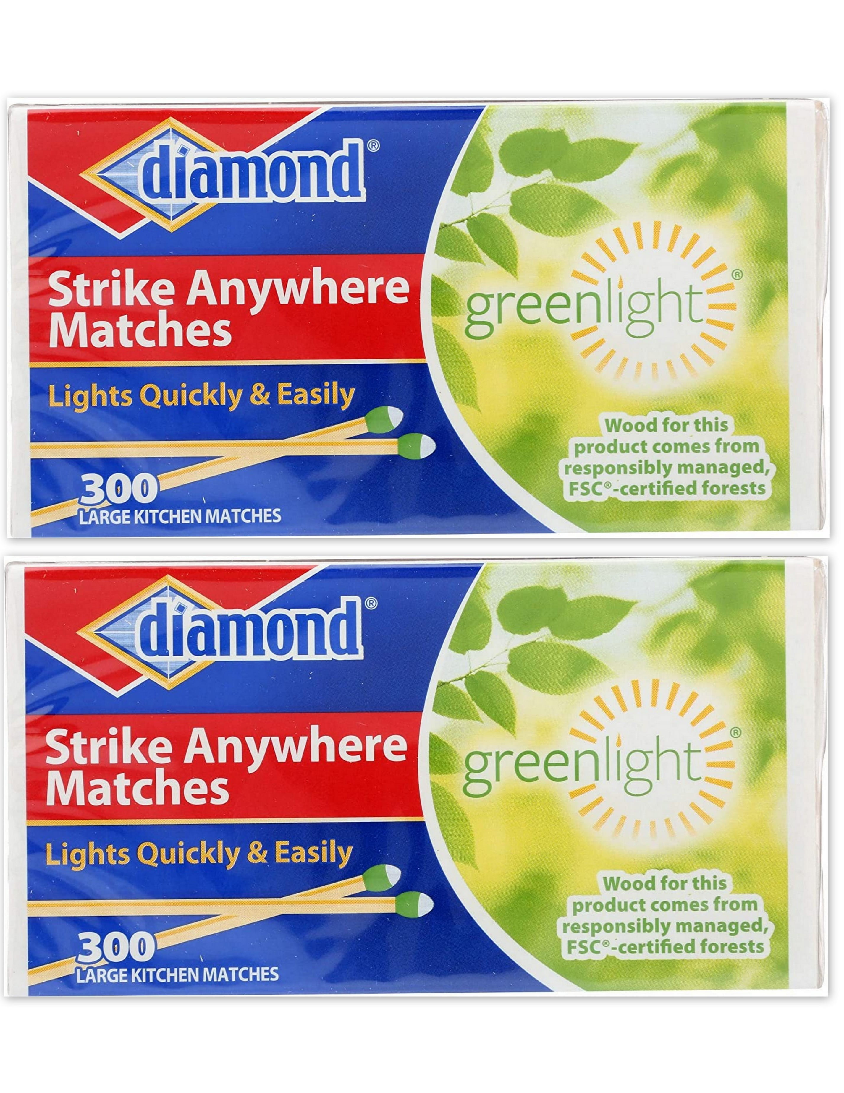 Diamond Greenlight Strike Anywhere Long Wooden Matches, 600 Total ...