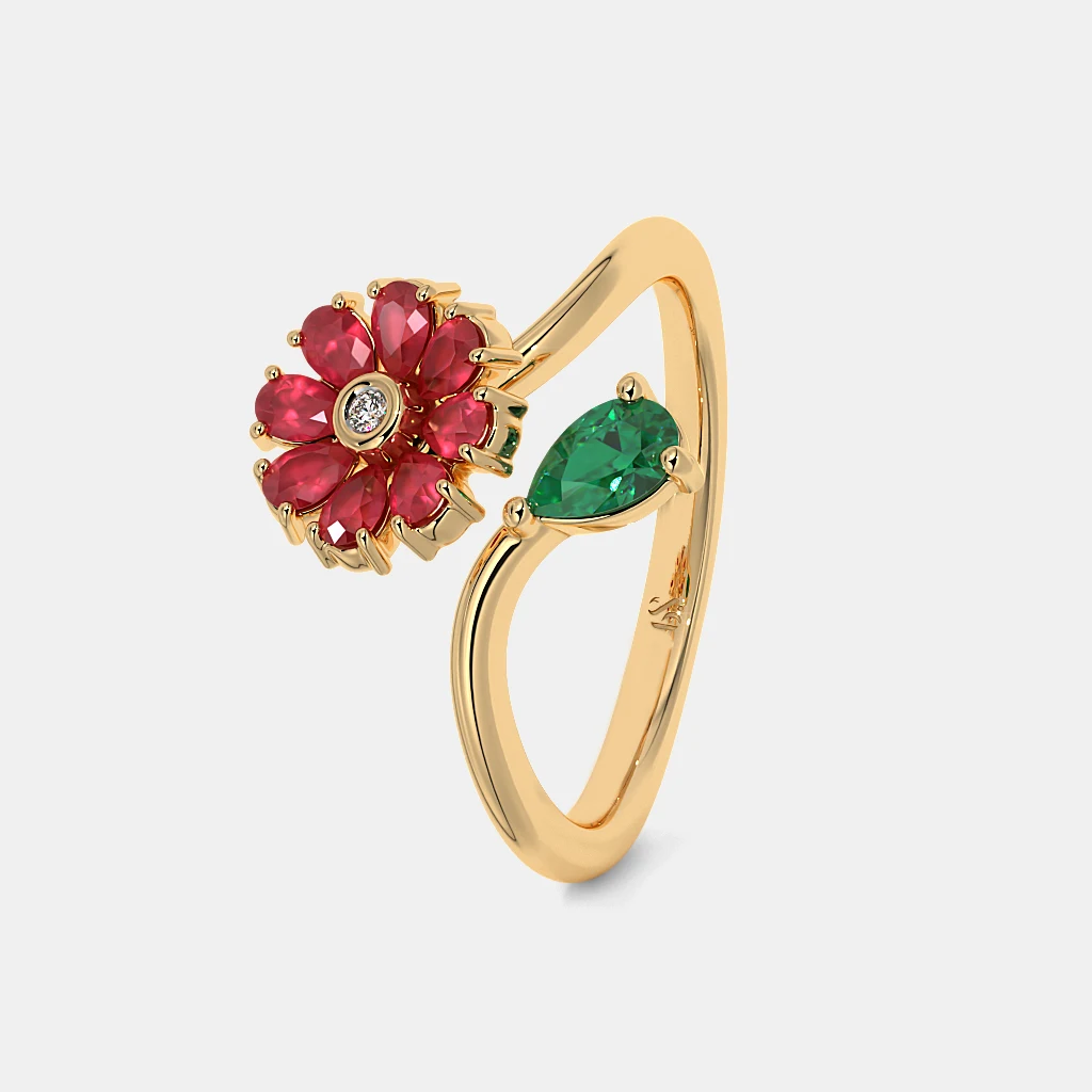 Diamond & Ruby Ring In 18k Yellow Gold 2.54 Gram With 0.01 Diamonds ...