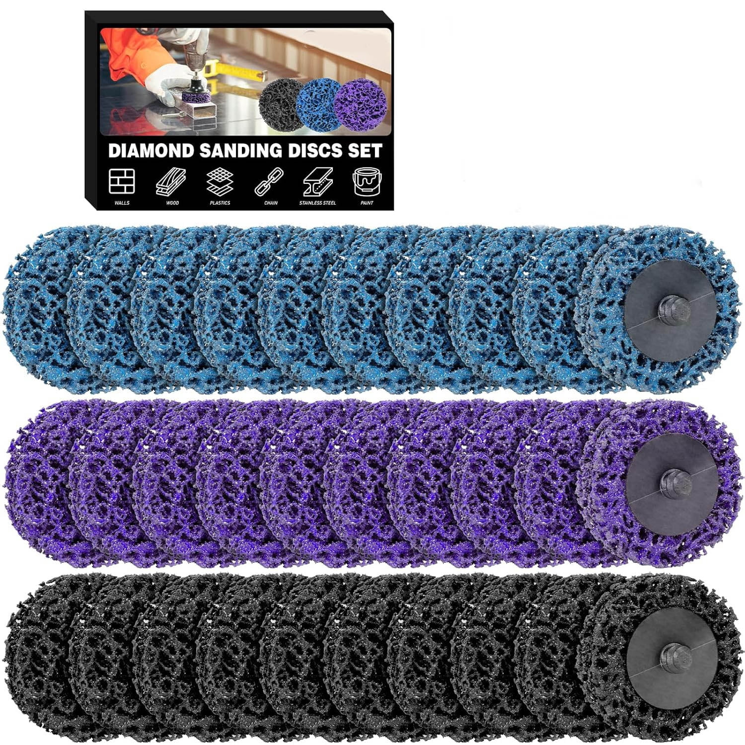 Diamond Sanding Discs Set, Quick Change Easy Strip Wheels for Drill Die ...