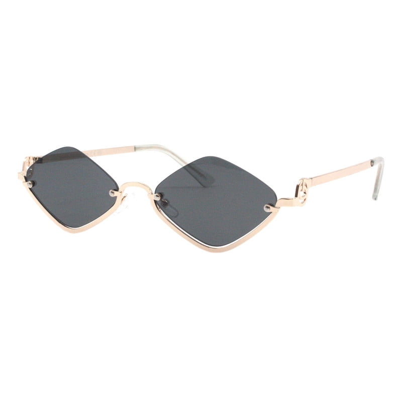 Diamond Shape Sunglasses Lightweight Half Metal Frame Designer UV400 ...