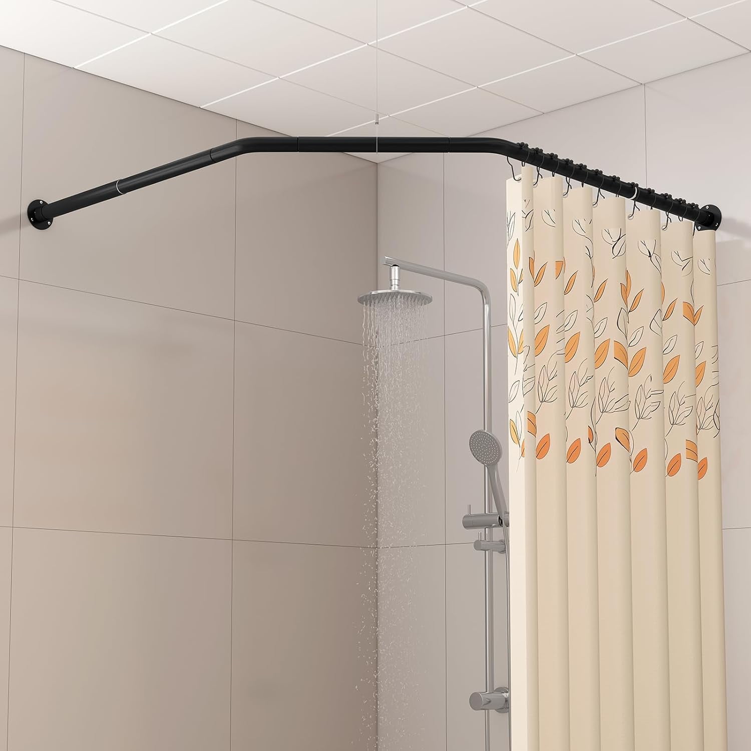 Diamond Shaped Corner Shower Curtain Rod, [Both Sides: 22"-34.8 ...