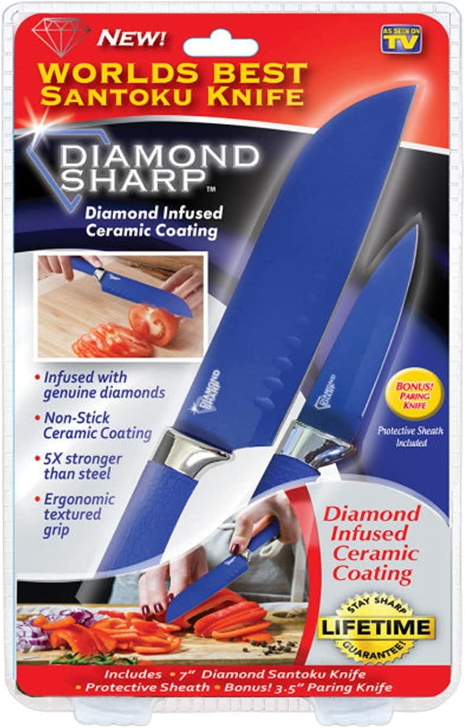 Diamond Sharp Santoku Knife 3 piece set - Walmart.com