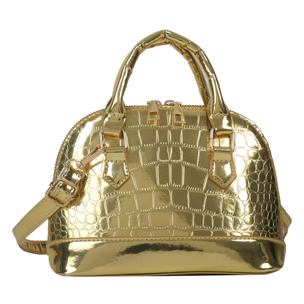Diamond Shoulder Handbag Women Crocodile Pattern Shell PU Leather Tote ...