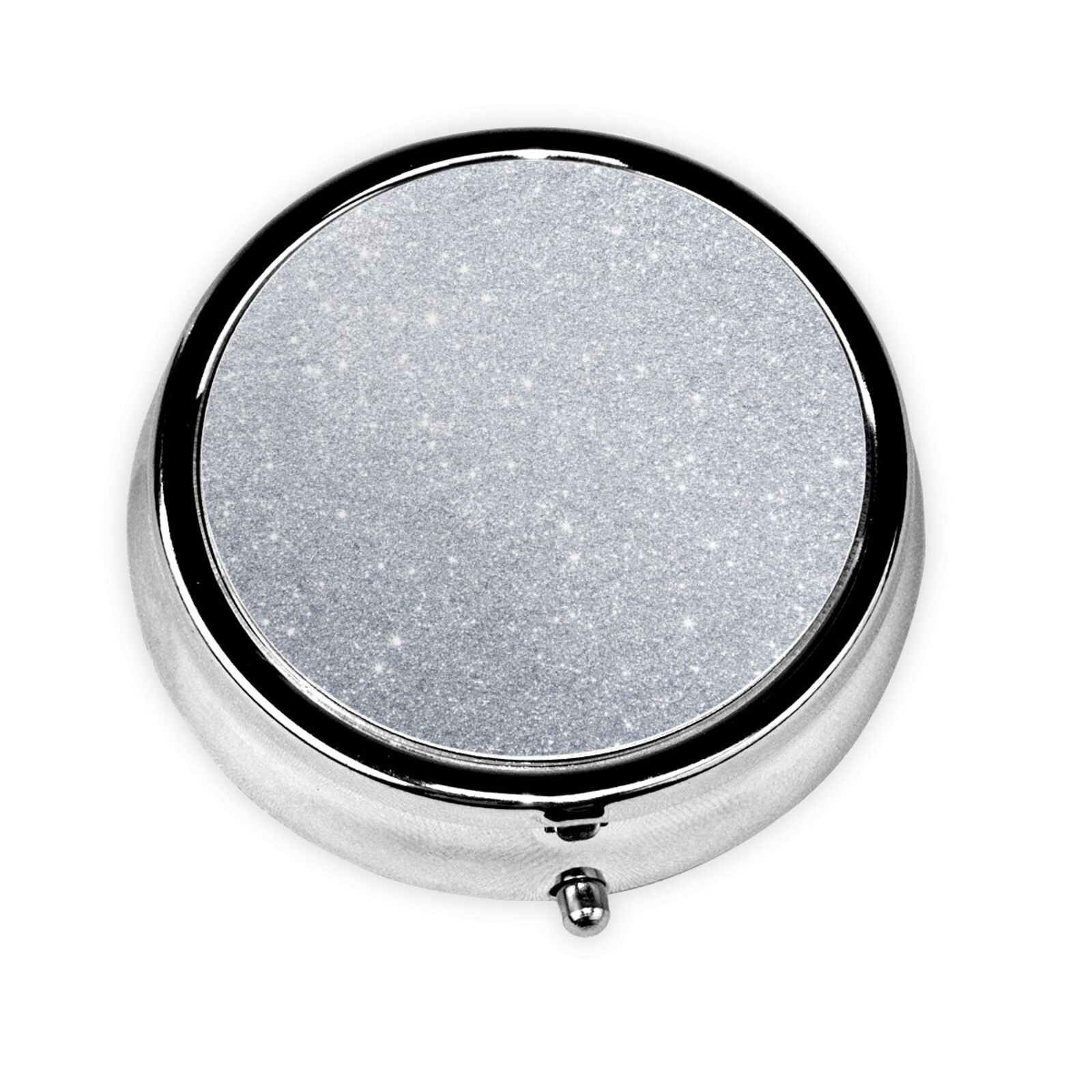 Diamond Silver Pattern Round Pill Box Small Pill Case For Purse Pocket ...