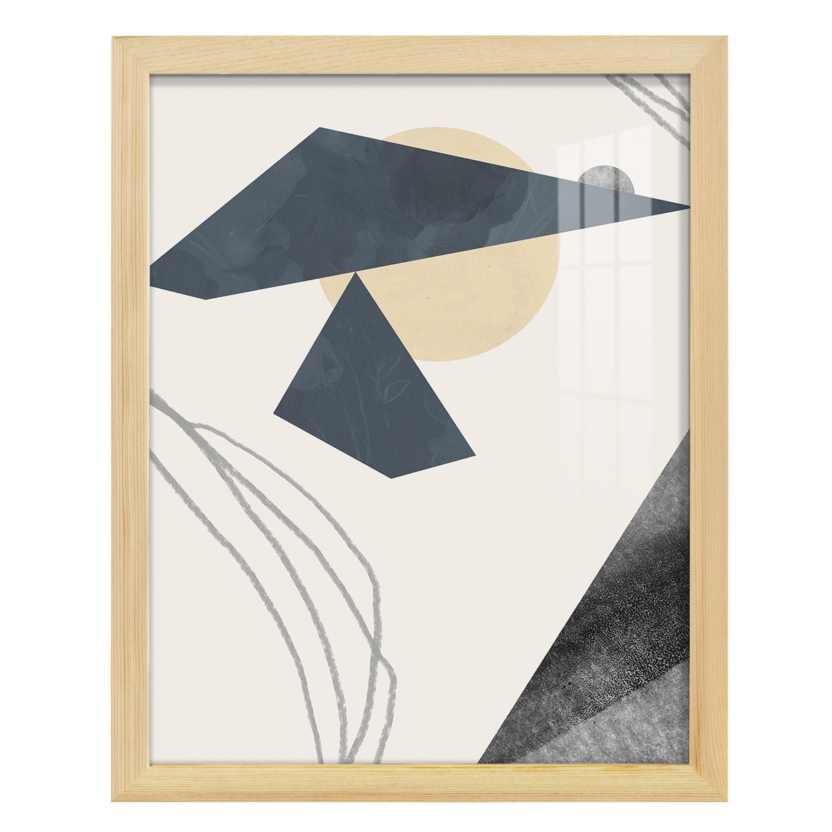 Diamond Slate IV - Framed Print w/glass - Natural Wood - Walmart.com