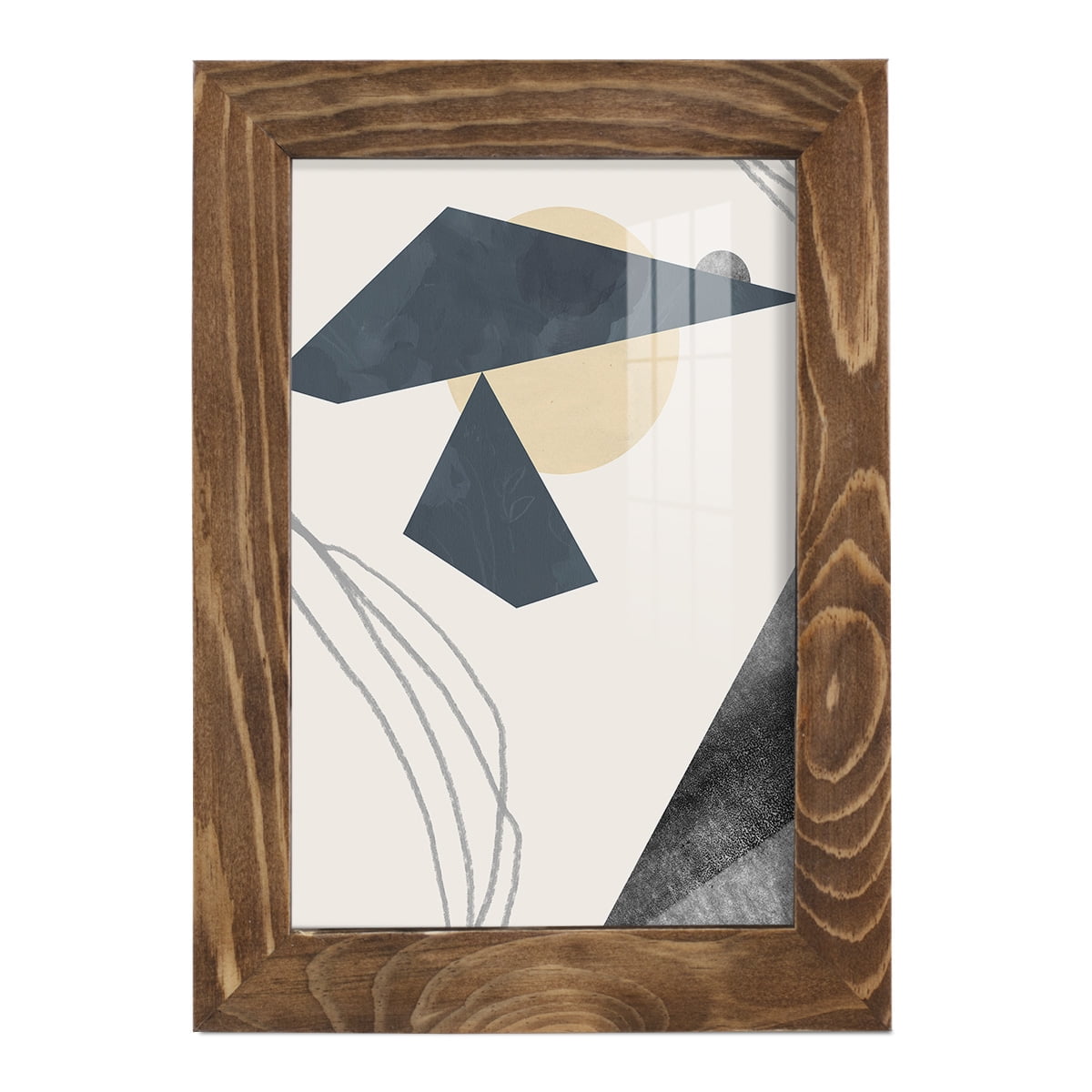 Wexford Home Diamond Slate IV Framed Picture with Glass Walnut Wood ...