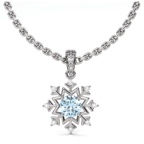 Diamond Snowflake Pendant Necklace for Women in 925 Sterling Silver 18k ...