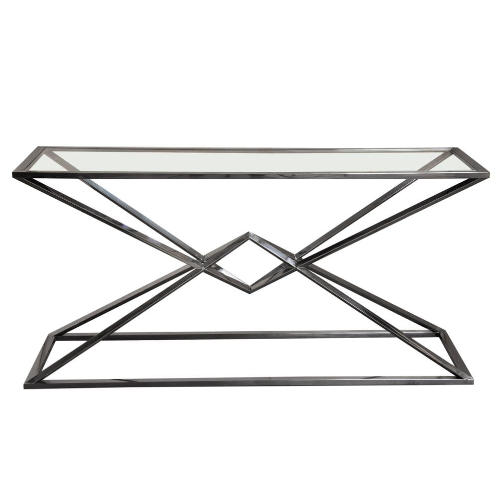Diamond Sofa Aria Rectangle Stainless Steel Console Table ARIACSBL ...