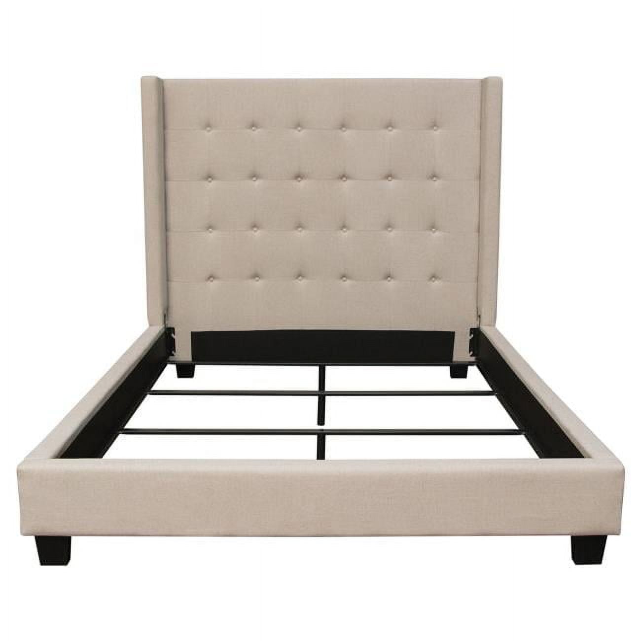 Diamond Sofa Madison Ave Tufted Wing Eastern King Size Bed, Sand Button ...