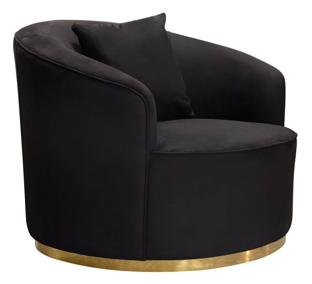 Diamond Sofa Raven Chair with Brushed Gold Accent Trim, Black Suede ...