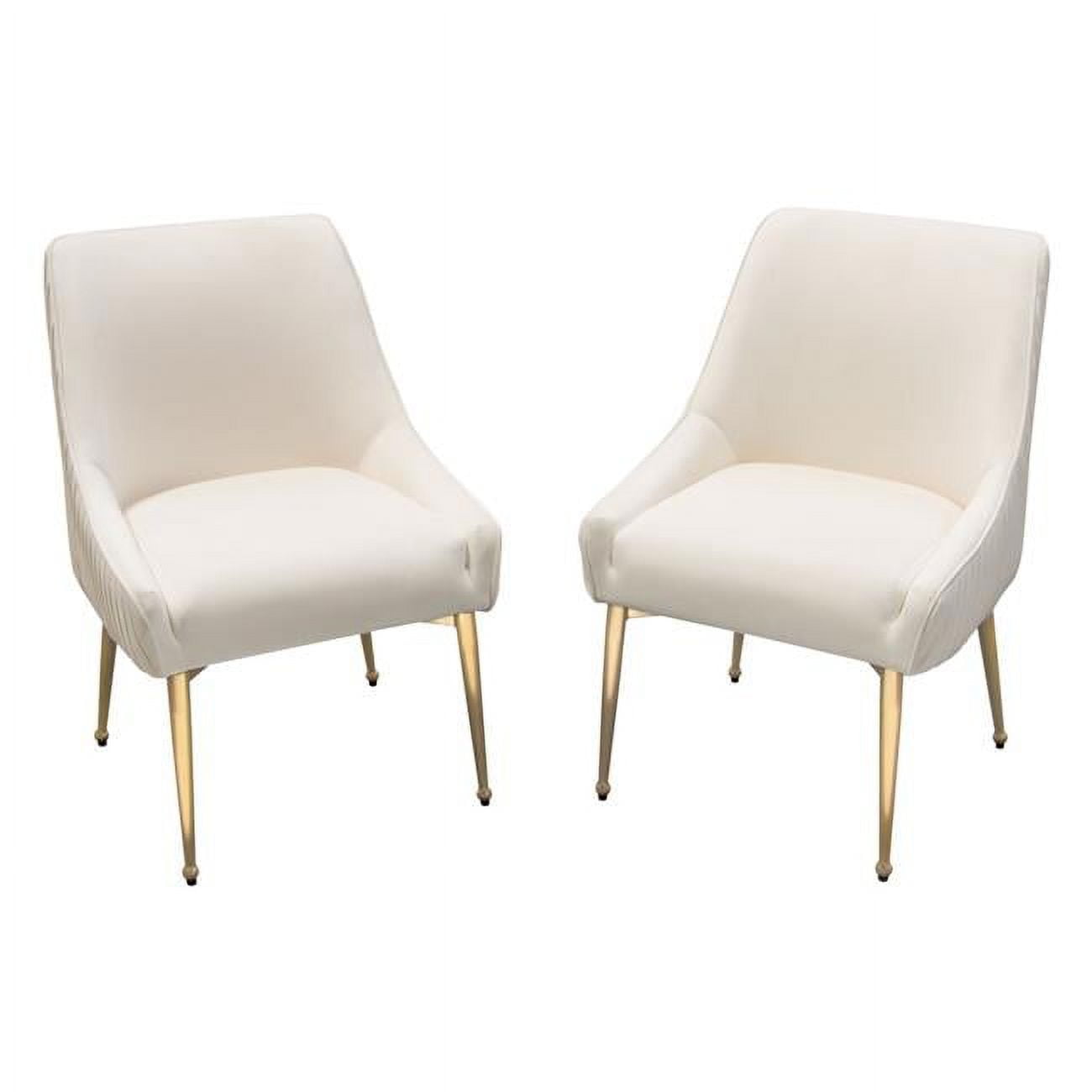 Diamond Sofa Set of Two Quinn Conference/Dining Chairs Cream Velvet ...