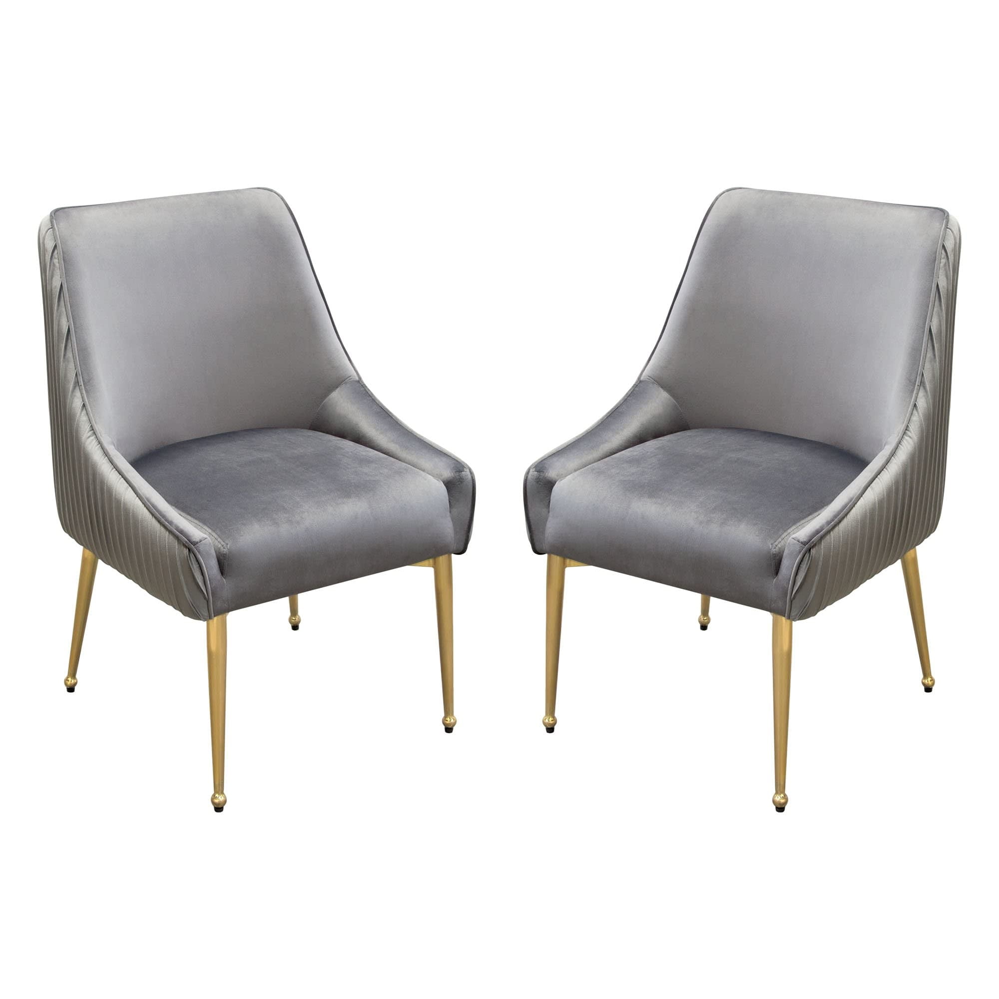 Set of (2) Quinn Dining Chairs w/ Vertical Outside Pleat Detail and ...