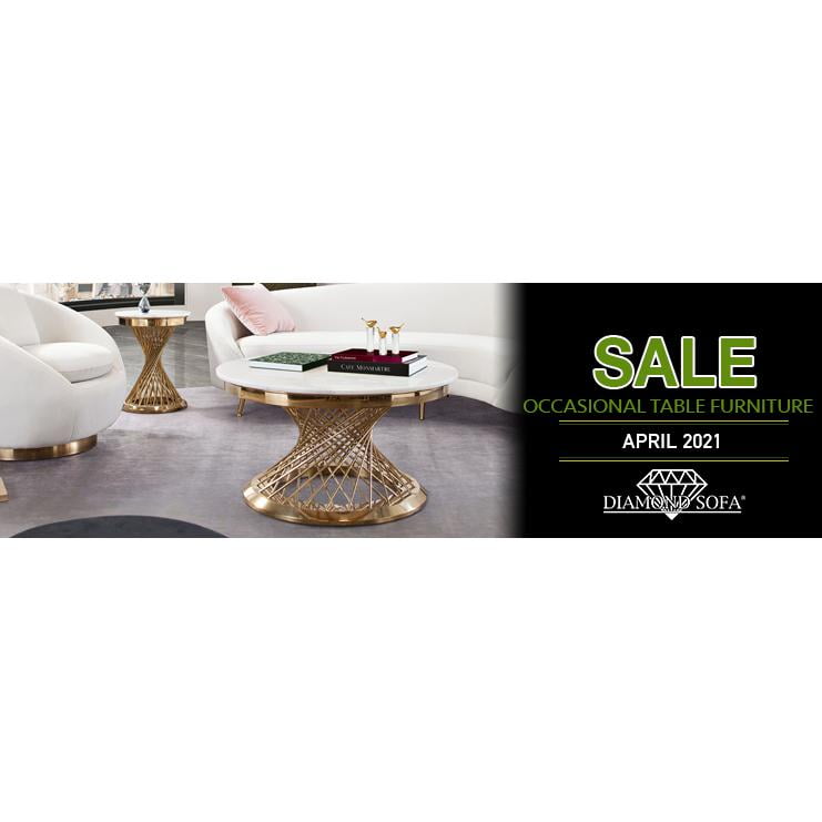 Diamond Sofa Solstice 35" Round Cocktail Table with Genuine Marble Top ...