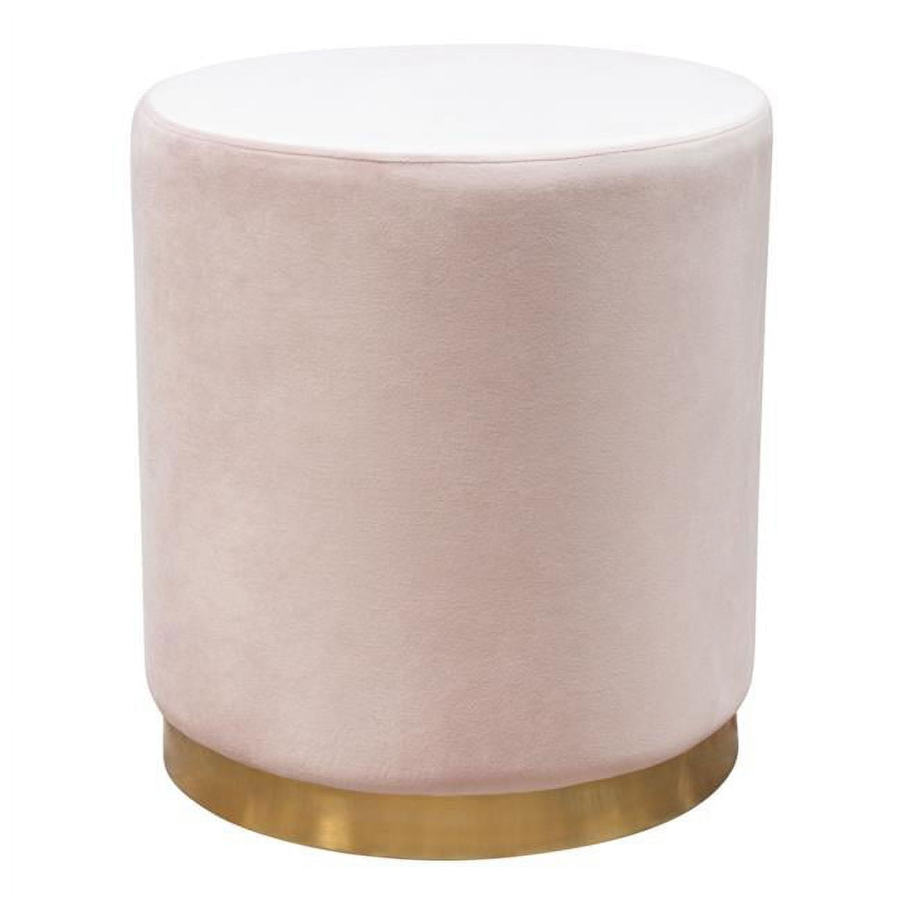 Diamond Sofa Sorbet Round Accent Ottoman With Gold Metal Band Accent