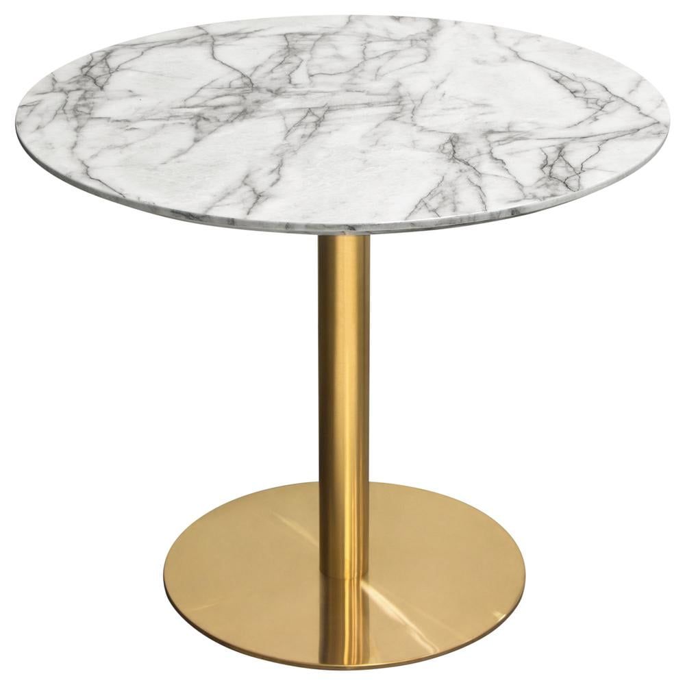 Diamond Sofa Stella 36" Round Dining Table w/ Faux Marble Top and ...