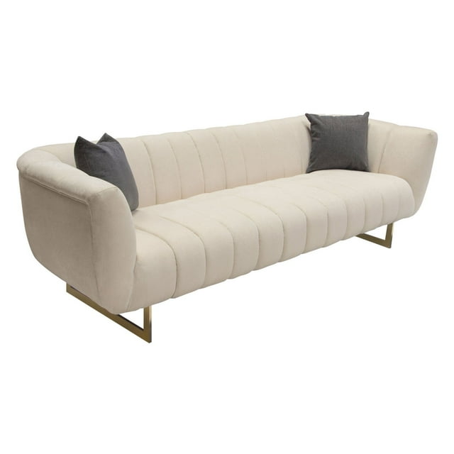 Diamond Sofa Venus Cream Fabric Sofa w/ Contrasting Pillows & Gold ...