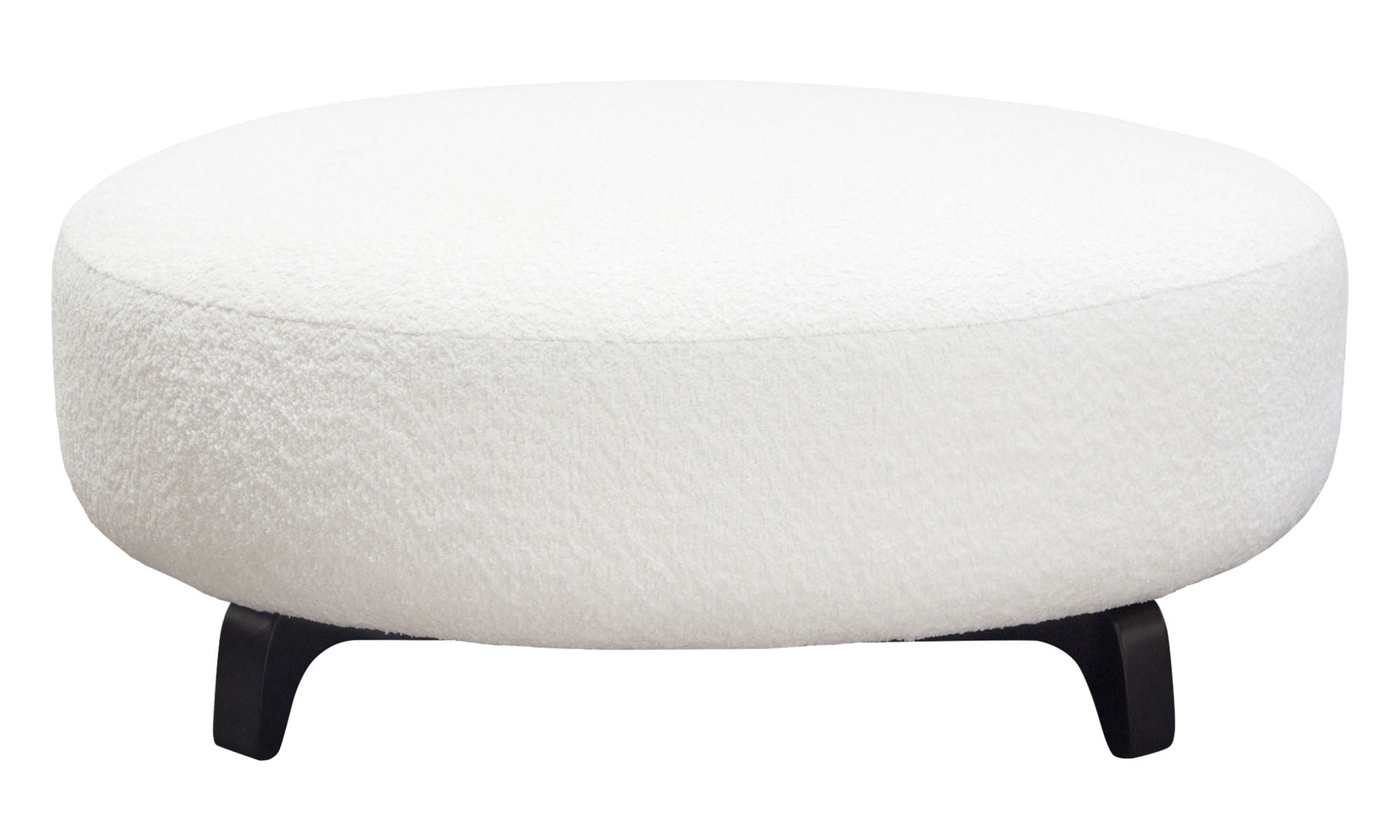 Diamond Sofa Vesper Round Ottoman in Faux White Shearling with Black ...