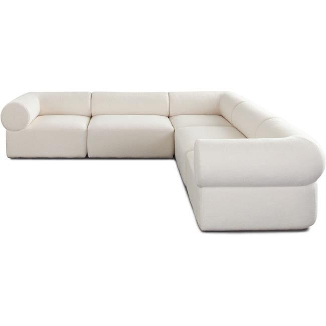 Diamond Sofa Zia Sherpa Fabric Corner Sectional, Ivory - 5 Piece ...