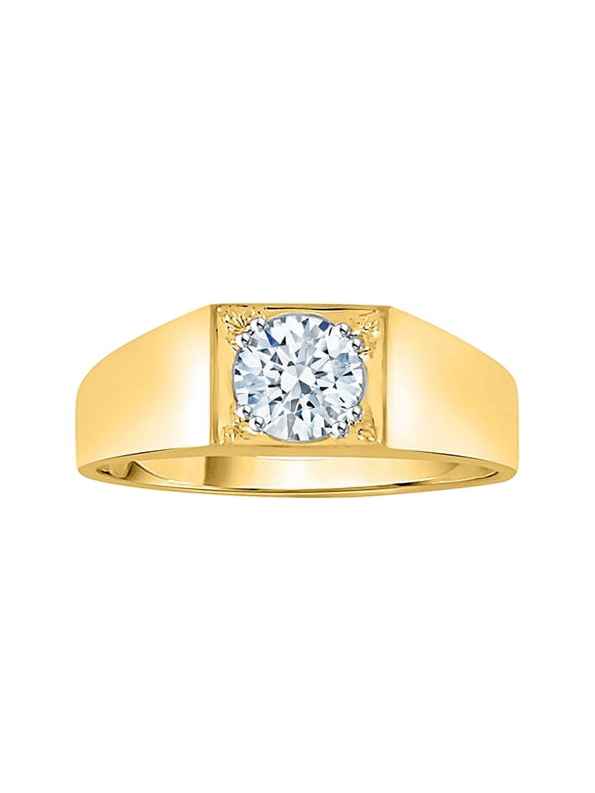 Diamond Solitaire Men's Ring in 10K Yellow Gold (1 cttw) (I-Color, SI3 ...