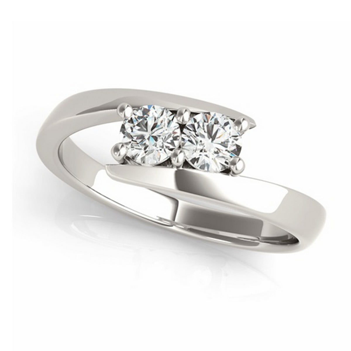 Diamond Solitaire Tension Two Stone Ring 14k White Gold (0.12ct ...