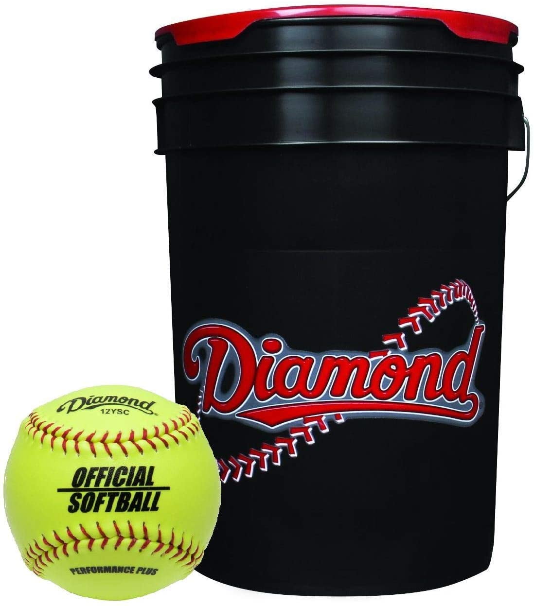 Diamond Sports 6-Gallon Black Ball Bucket with 18 12YSC 12-inch Yellow ...