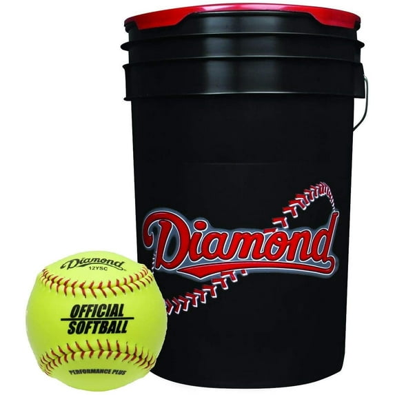 Diamond Sports 6-Gallon Black Ball Bucket with 18 12YSC 12-inch Yellow ...