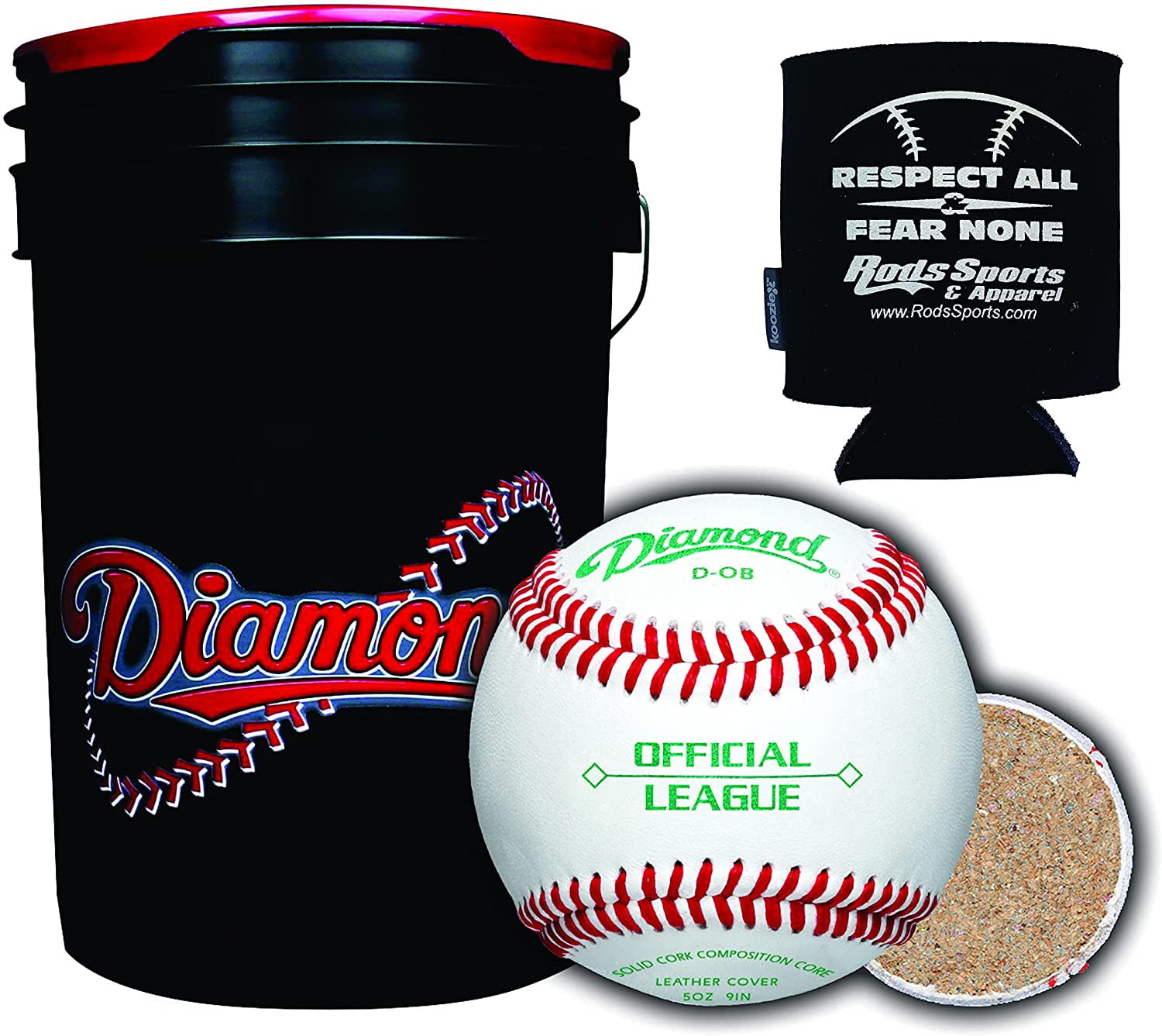 Diamond® 6-Gallon Ball Bucket with 30 D-OB Official League Baseballs ...