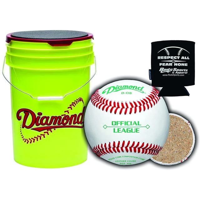 Diamond Sports D-OB Leather Baseballs in 6-Gallon Yellow Cushion Lid ...