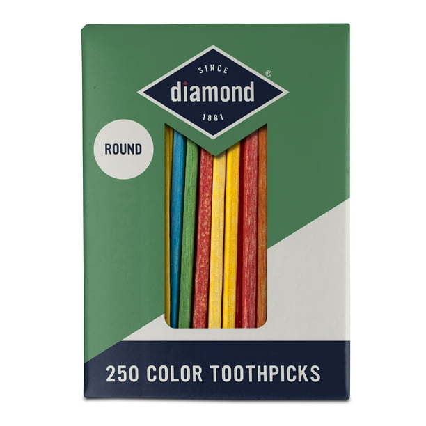 Diamond Colorful Square & Round Tip Party Toothpicks, 250 Count ...