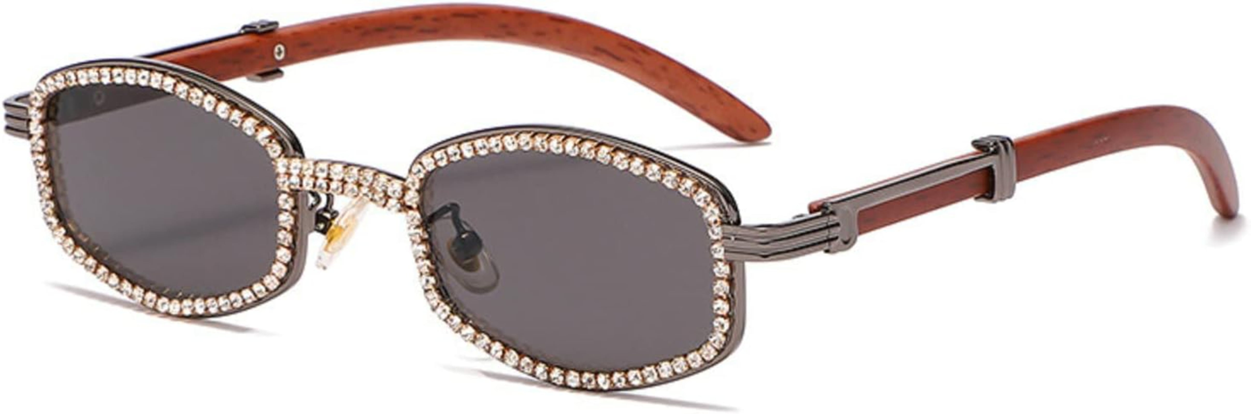 Diamond Square Sunglasses Men Women Luxury Designer Wood Frame ...