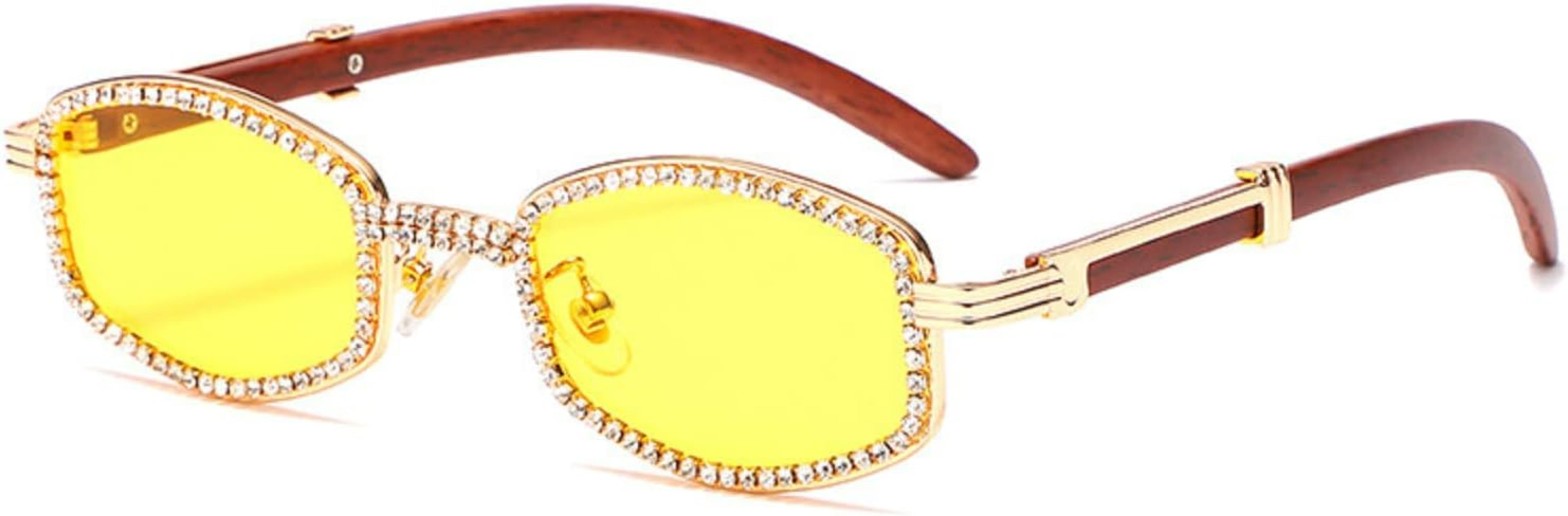 Diamond Square Sunglasses Men Women Luxury Designer Wood Frame ...