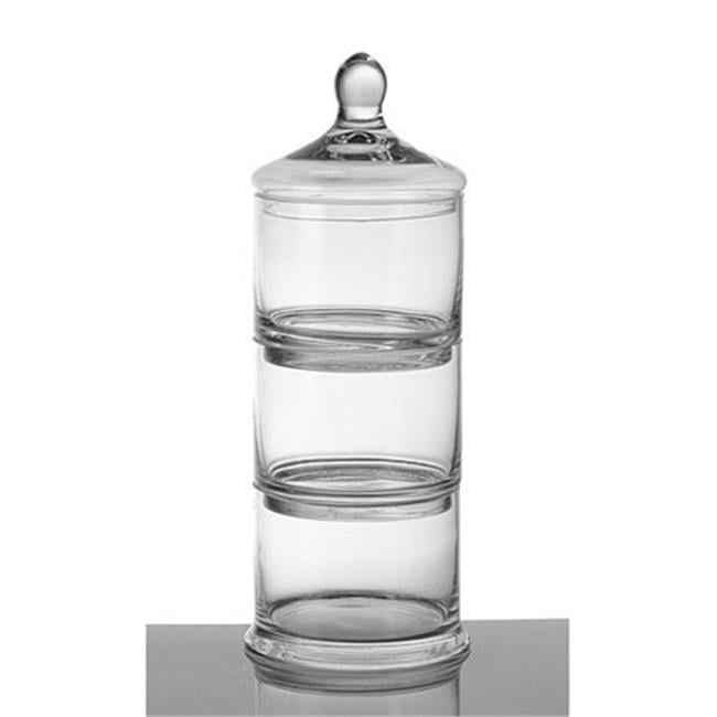 Diamond Star 62038 17 x 6.5 in. 3 Storage Bowl Tower with Lid, Clear ...