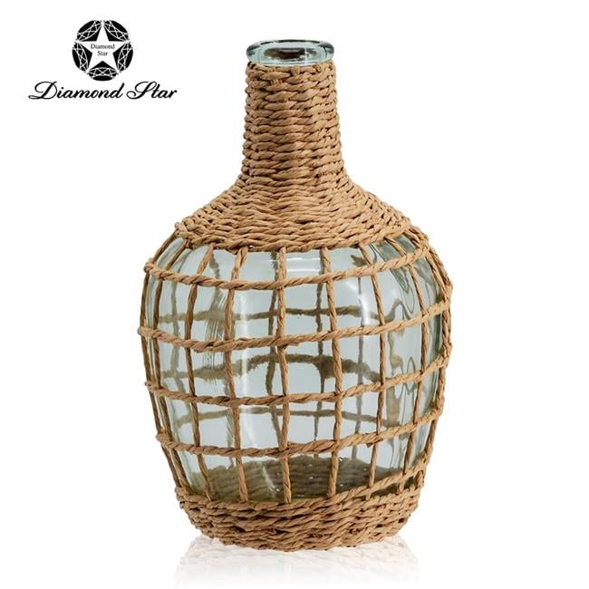 Diamond Star 86158 D5.9'H9.8' - Glass Vase With Wrapped With Rope ...