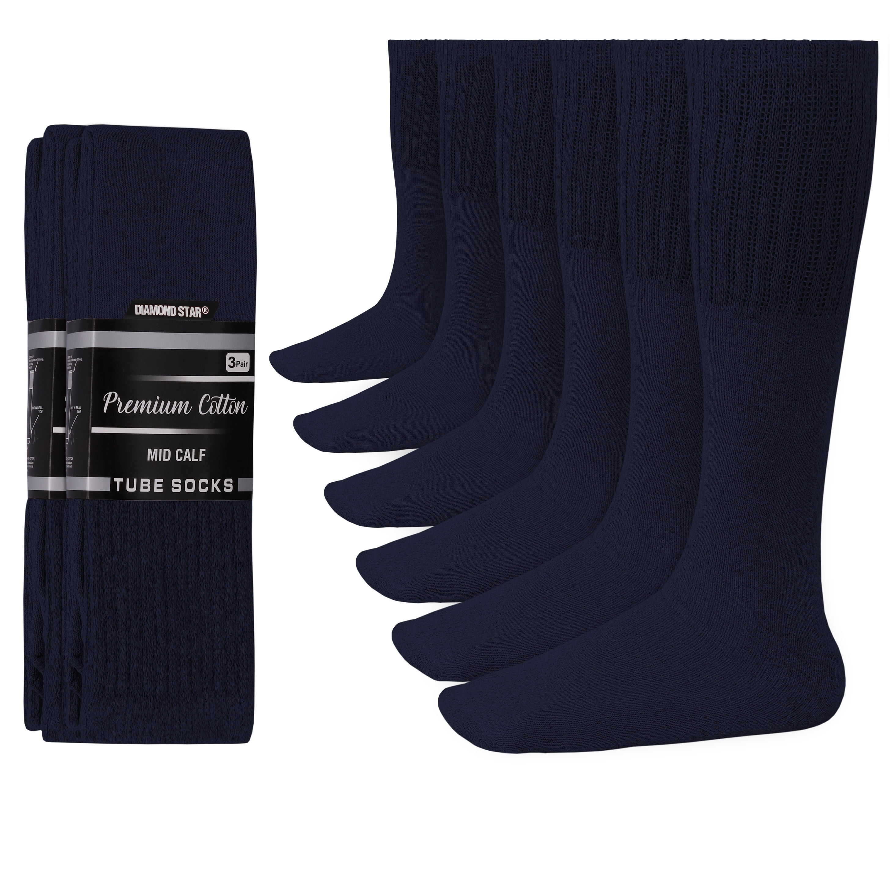 Diamond Star Tube Socks Men 6 Pairs Premium Cushion Cotton Over The ...