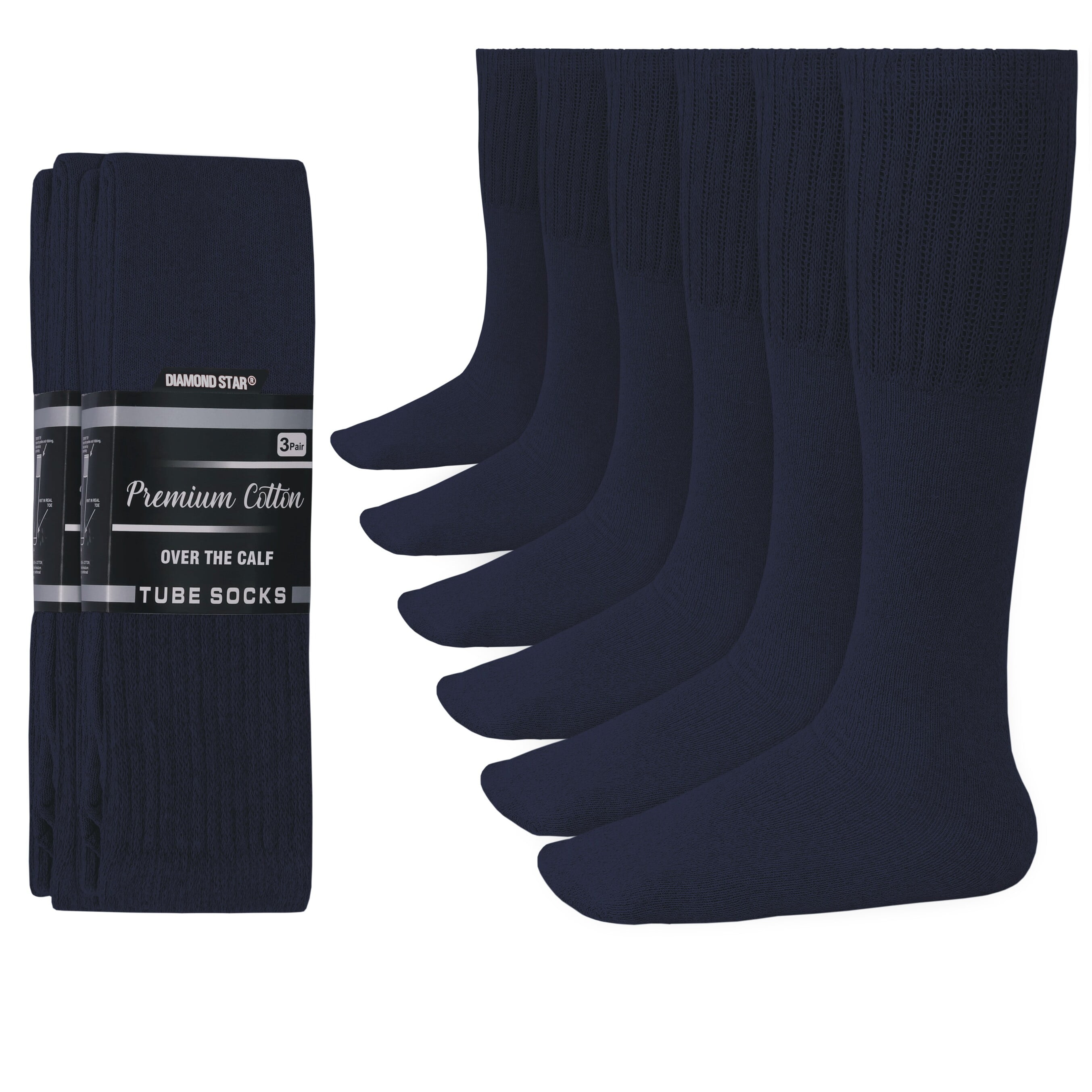 Diamond Star Tube Socks Men 6 Pairs Premium Cushion Cotton Over The ...