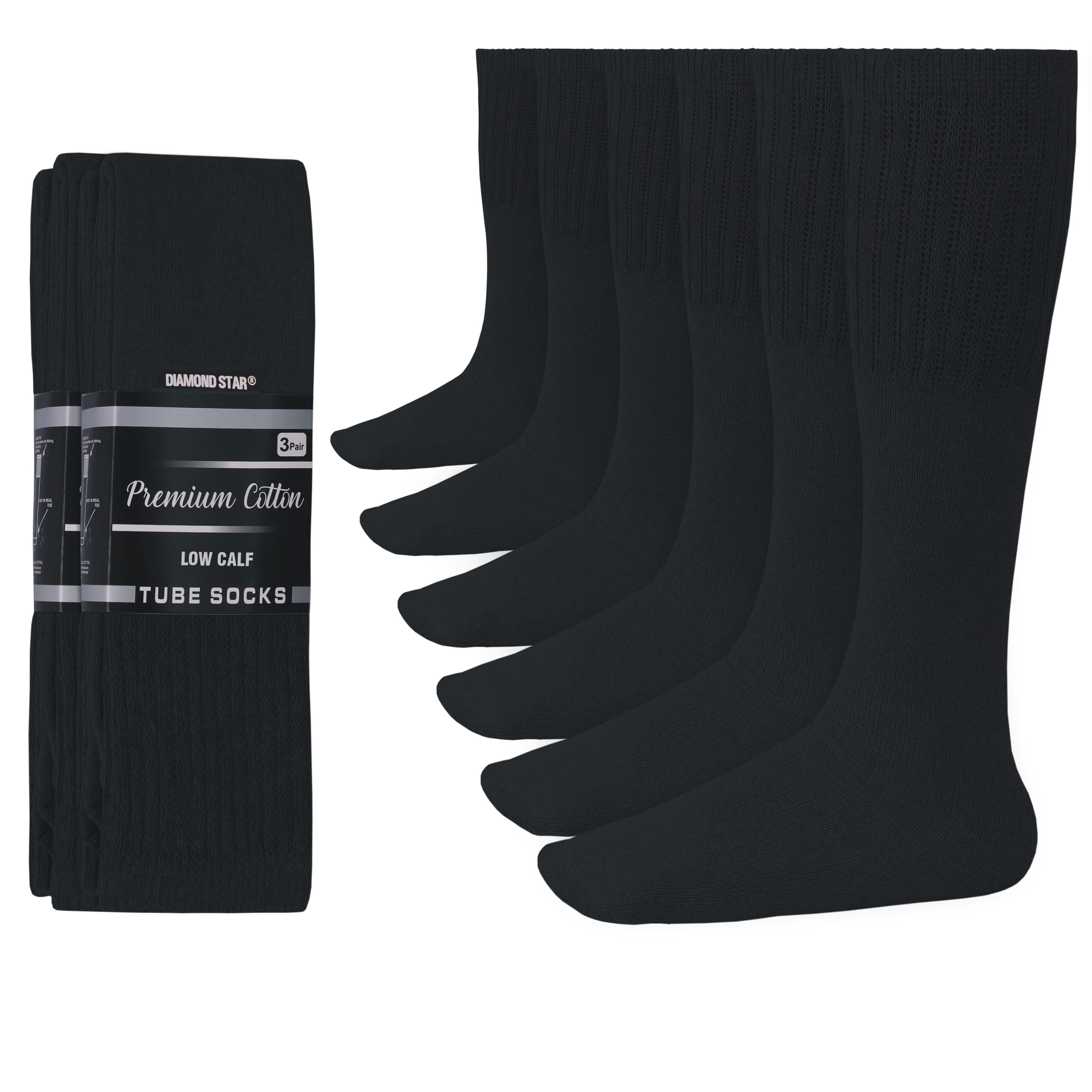 Diamond Star Men's Tube Socks, 6 Pairs, Cushioned Cotton, Over The Calf ...