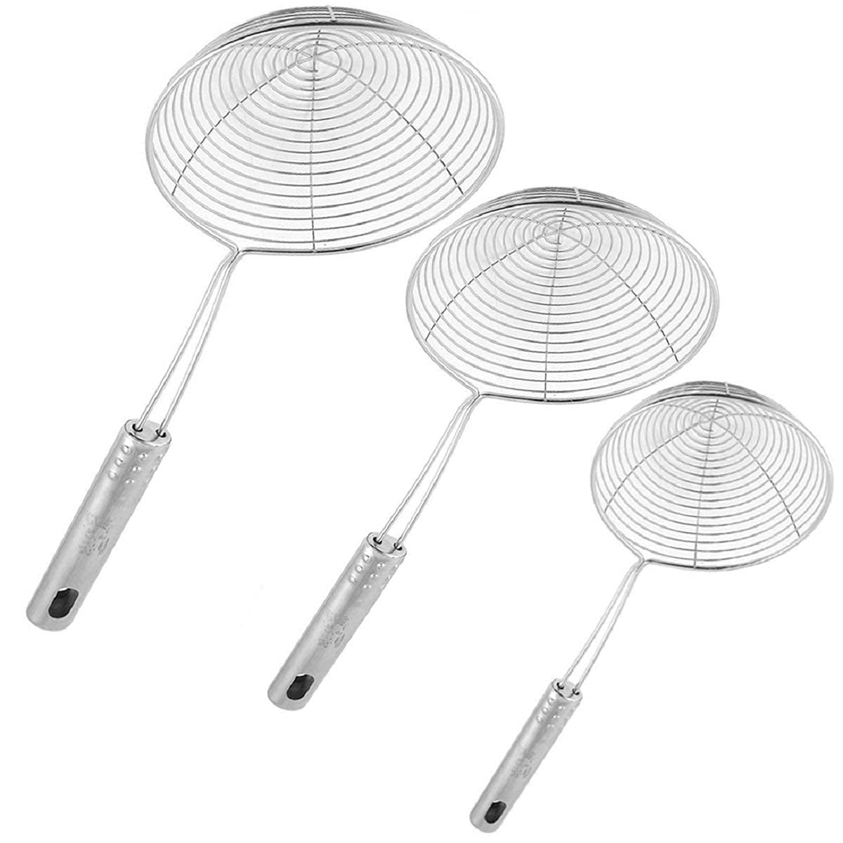 Diamond Steel Deep Fry Mesh JharaPuri Strainer Set of 3 Pcs Frying Strainer Puri jhara deep Fry ...