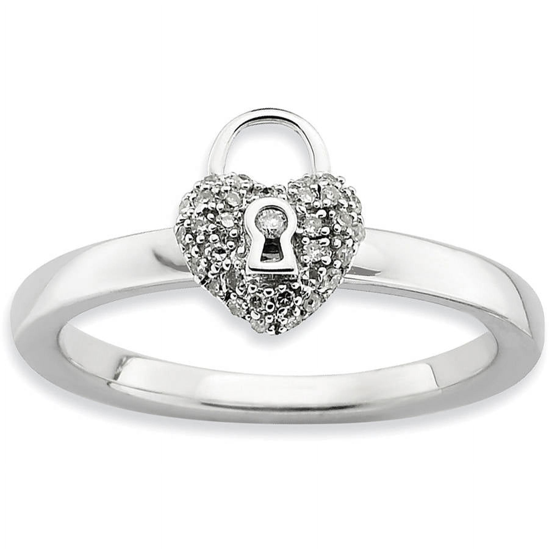 Diamond Sterling Silver Heart Lock Ring - Walmart.com