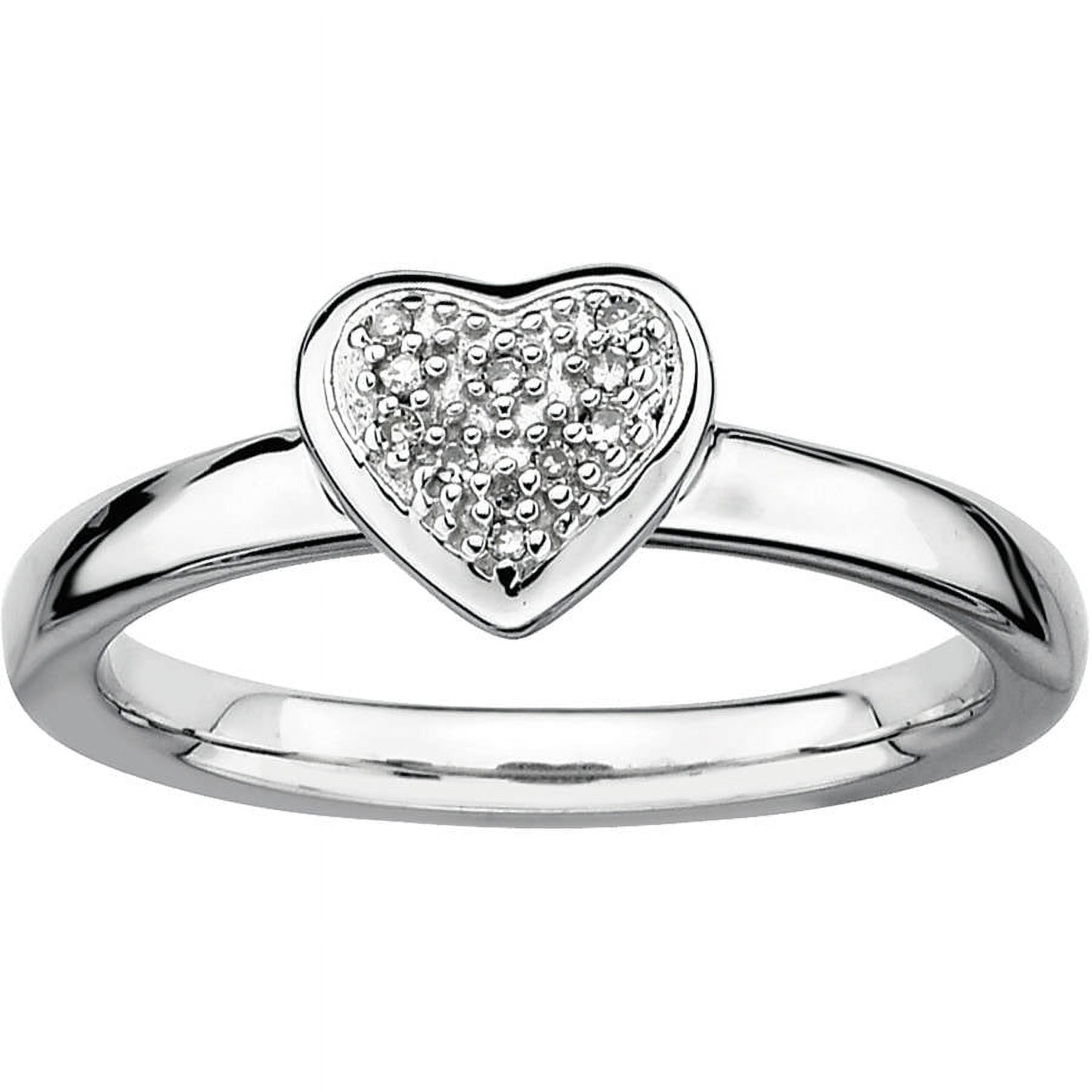 Diamond Sterling Silver Heart Ring - Walmart.com