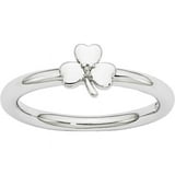 Diamond Sterling Silver Rhodium Clover Ring - Walmart.com
