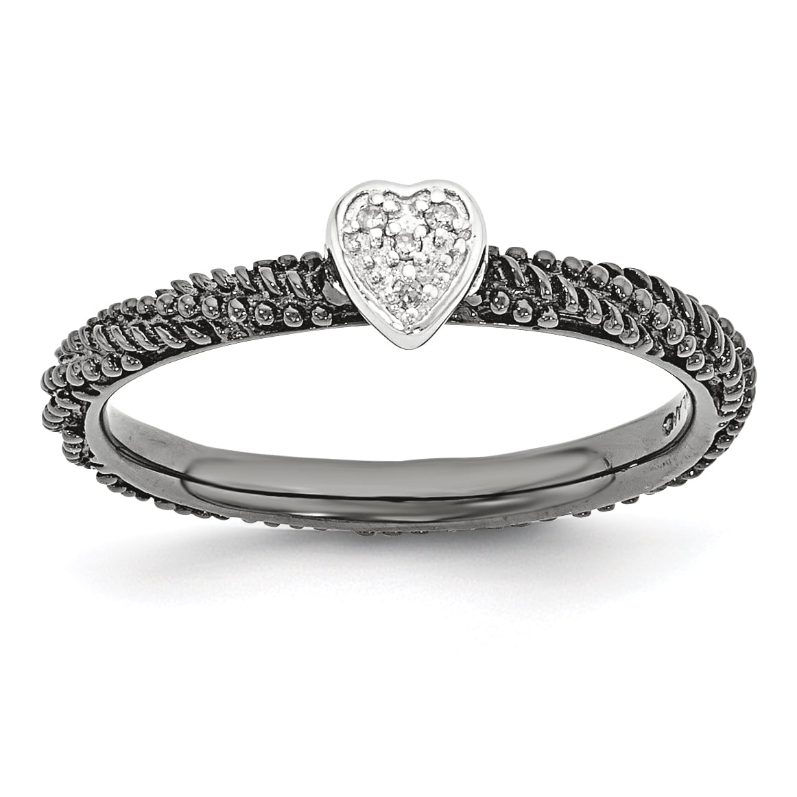 Diamond Sterling Silver Ruthenium-Plated Heart Ring - Walmart.com