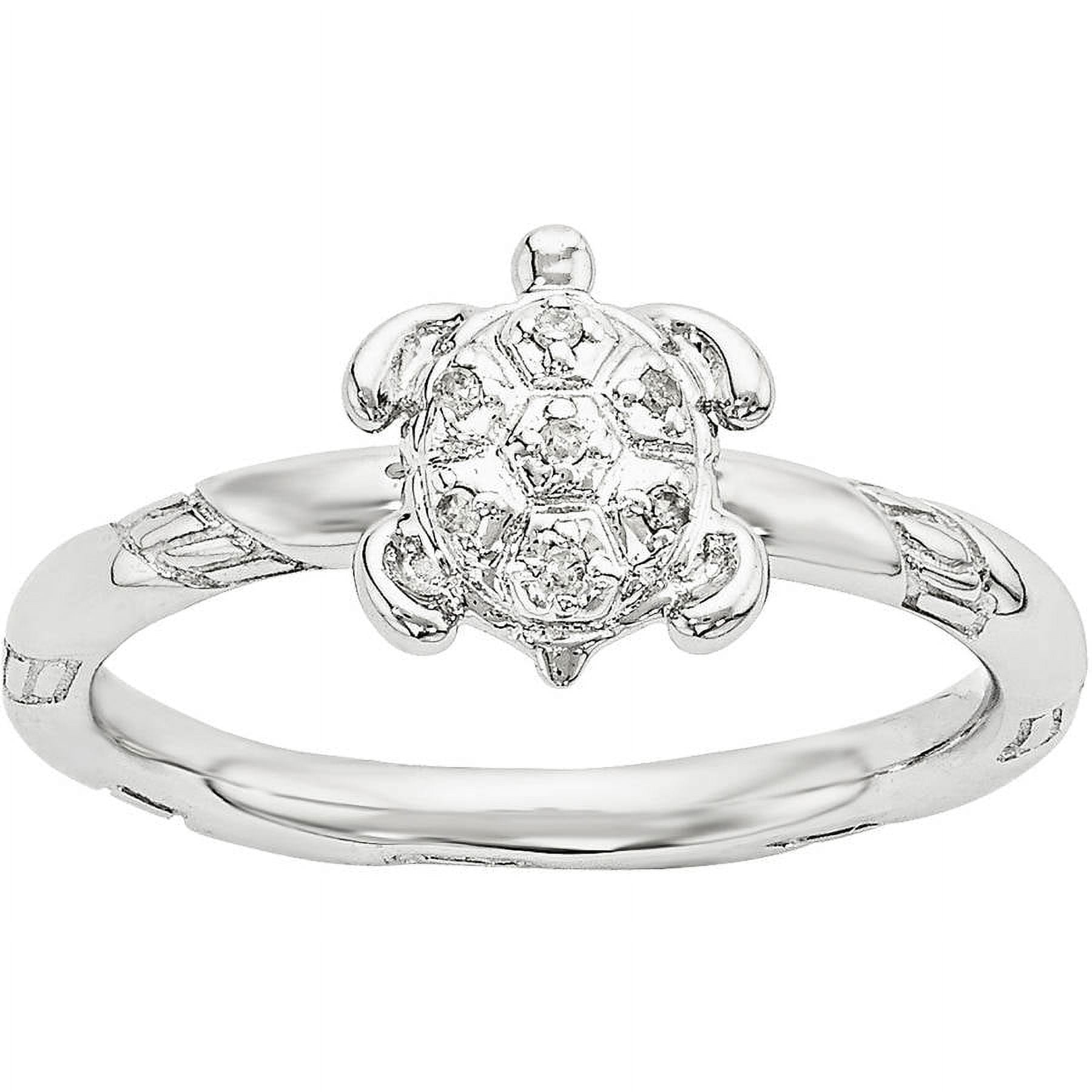 Diamond Sterling Silver Turtle Ring - Walmart.com