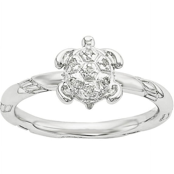 Diamond Sterling Silver Turtle Ring - Walmart.com