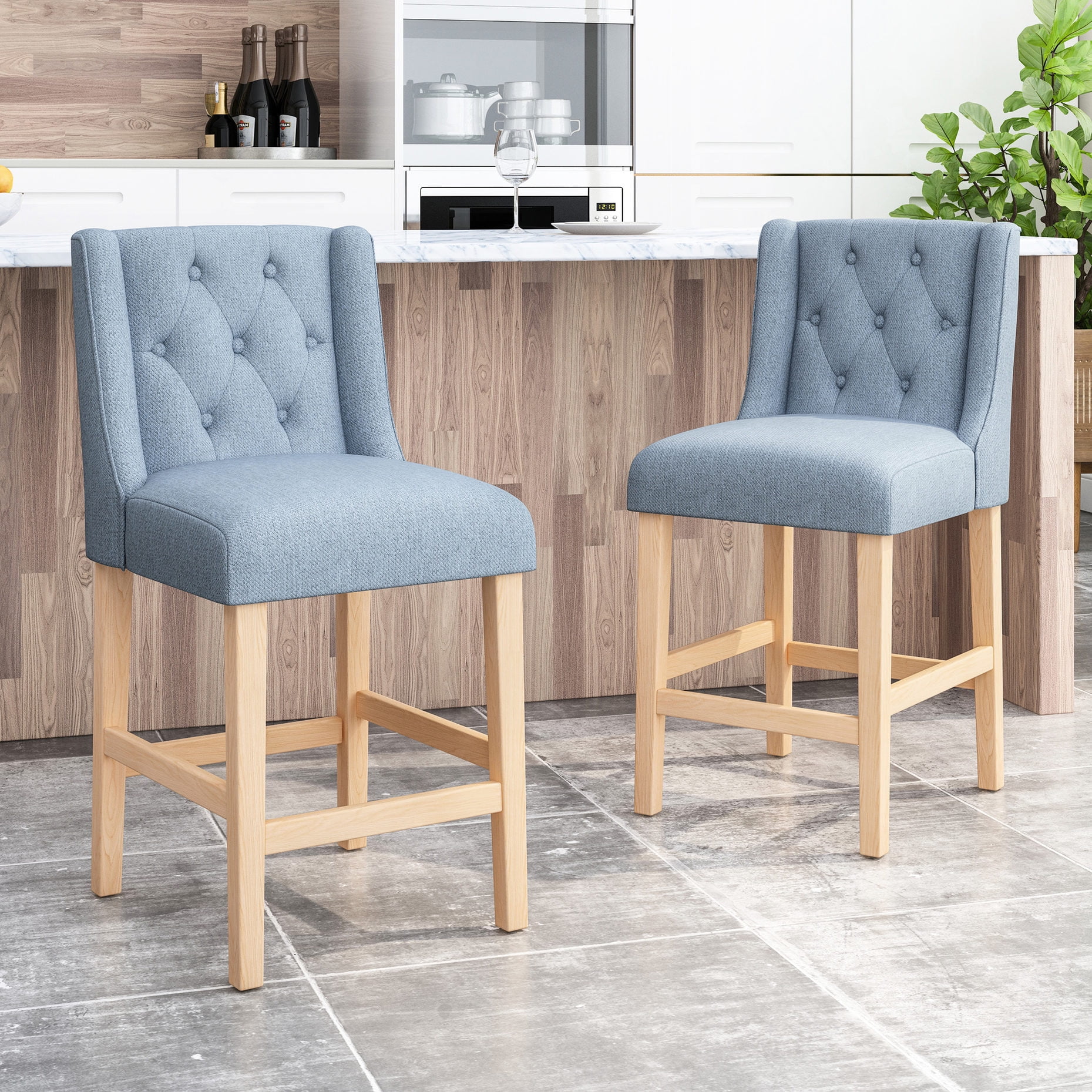 Diamond Stitched Backrest+Rubberwood Structure”-“Kitchen Island Use ...